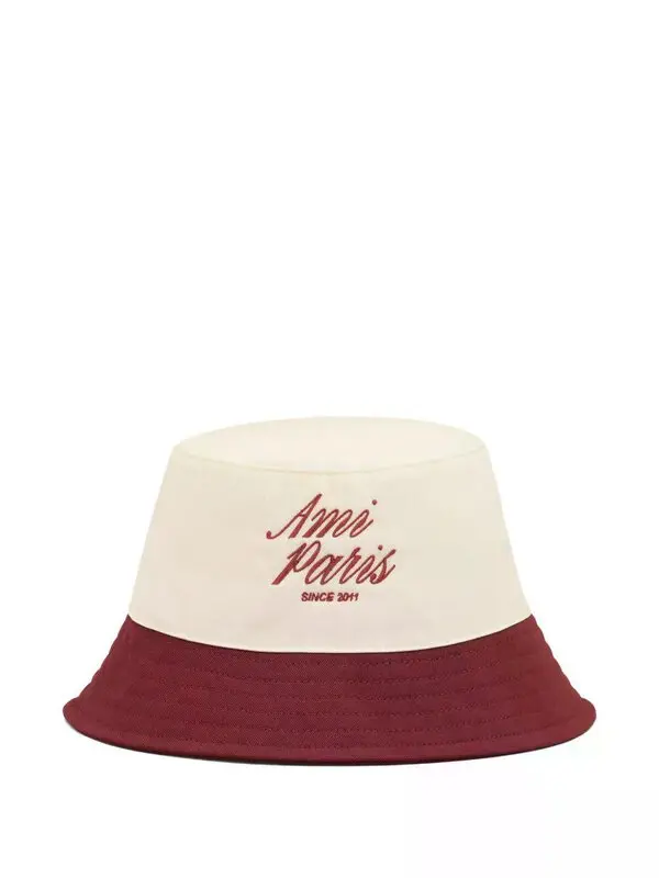 Ami Bicolor Embroidered Bucket Hat - Neutrals