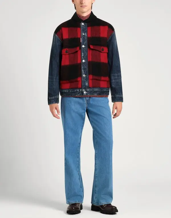 Dsquared2 Denim Trucker Jacket With Flannel Details