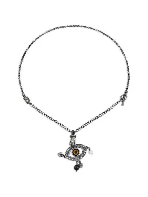 GEM KINGDOM Eye Pendant Chain Necklace - Silver