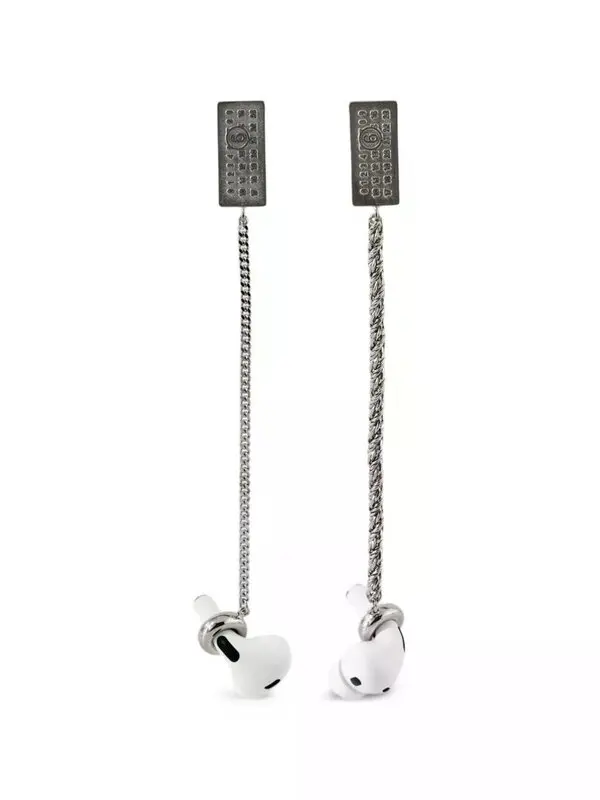 MAISON MARGIELA Chain Earphones Earrings - Silver