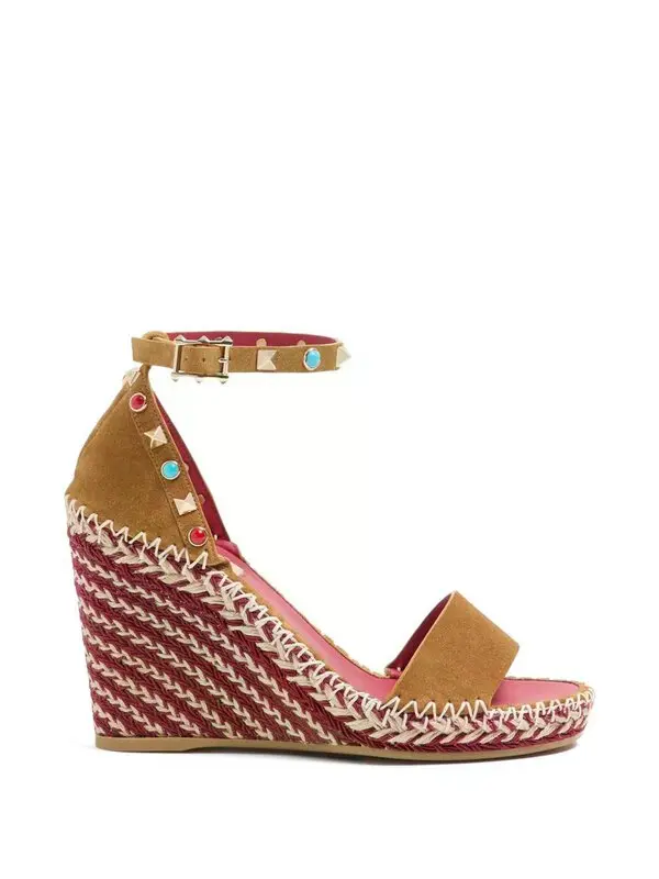 Valentino Garavani Rockstud Double Wedge Sandals - Neutrals