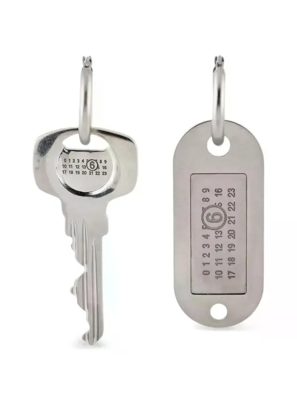 MAISON MARGIELA Asymmetrical Key Earrings - Silver