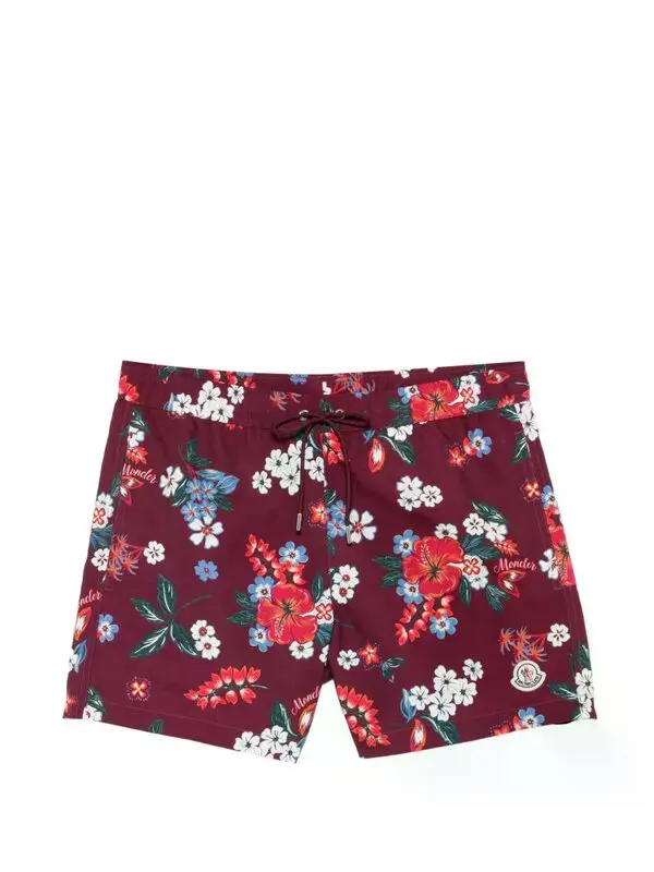 Moncler Floral-print Swim Shorts - Red