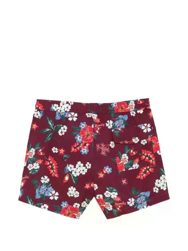 Moncler Floral-print Swim Shorts - Red