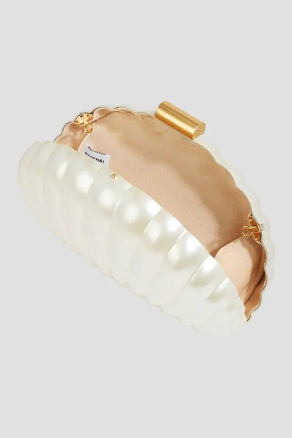 Simkhai Acrylic Clutch With Chain Strap - Ivory