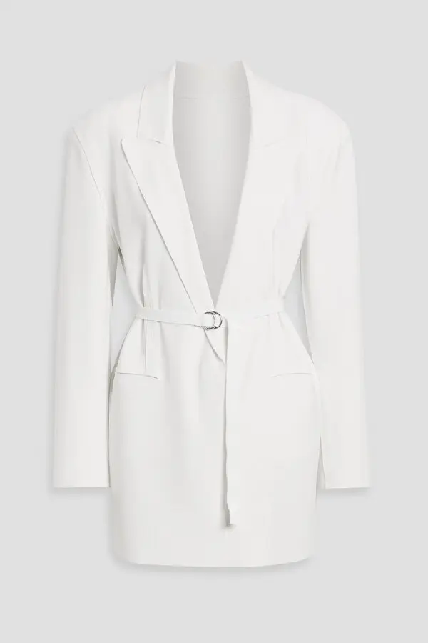 Norma Kamali Belted Cady Mini Tuxedo Dress