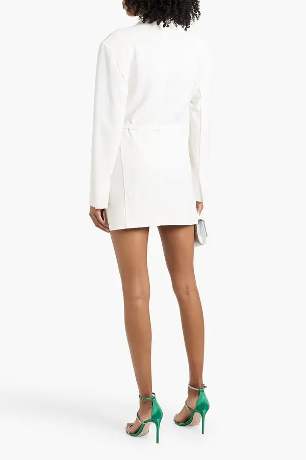 Norma Kamali Belted Cady Mini Tuxedo Dress