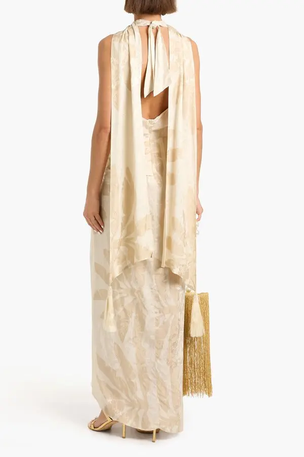 Johanna Ortiz Summer Counts Draped Satin-jacquard Maxi Dress