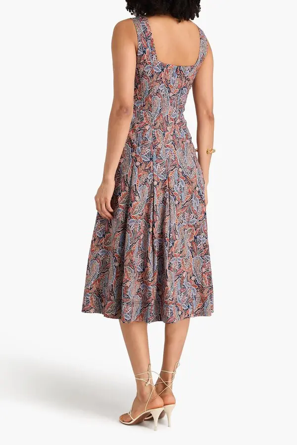 Veronica Beard Paisley-Print Cotton-Poplin Midi Dress - Multicolor - 55%  Off | Editorialist
