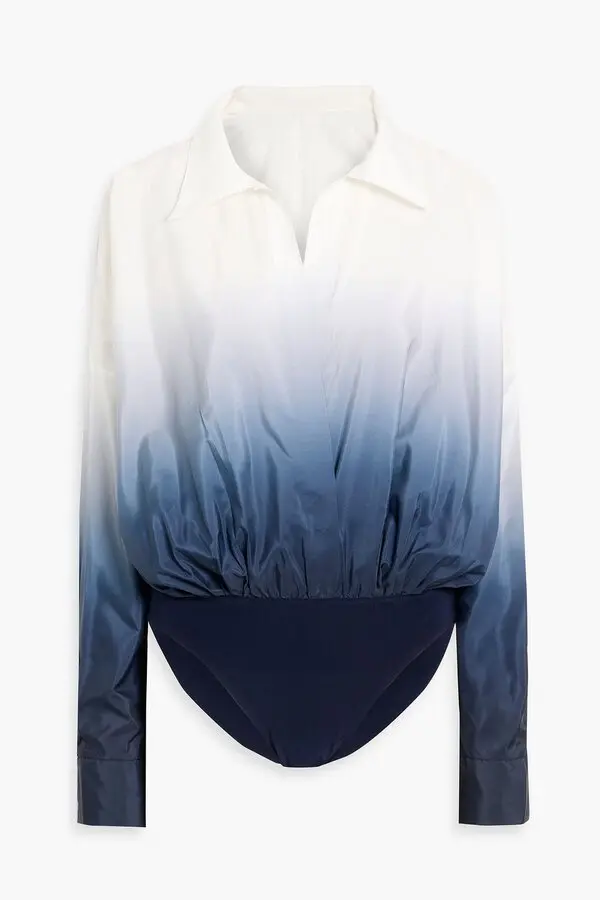 Norma Kamali Oversized Dégradé Habotai Bodysuit - Navy