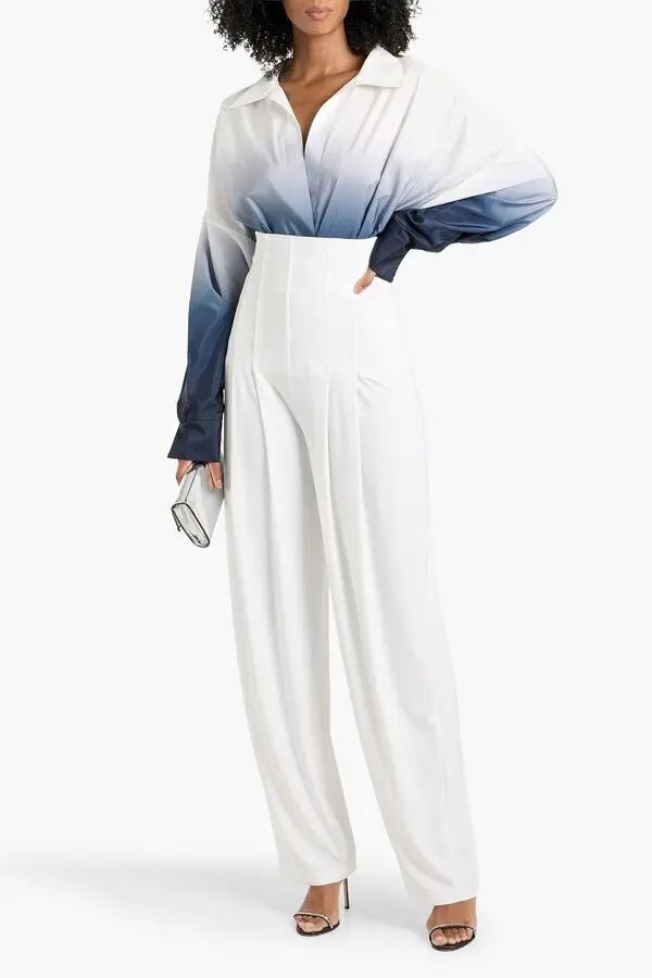 Norma Kamali Oversized Dégradé Habotai Bodysuit - Navy
