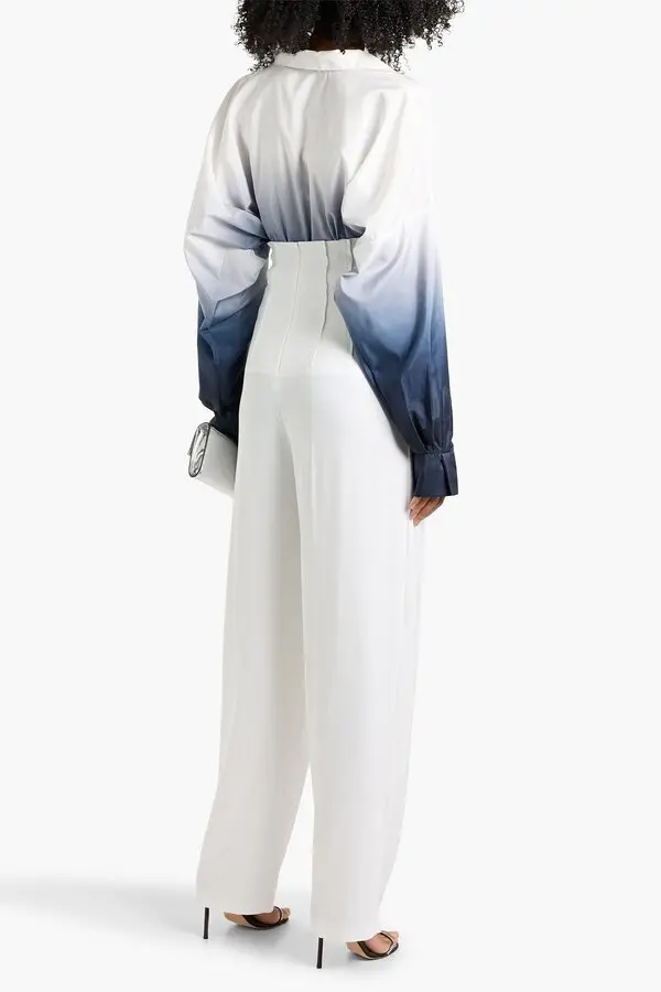 Norma Kamali Oversized Dégradé Habotai Bodysuit - Navy