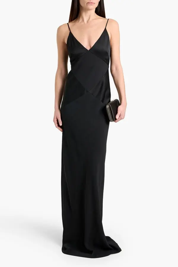Veronica Beard Francis Satin-paneled Crepe Maxi Dress