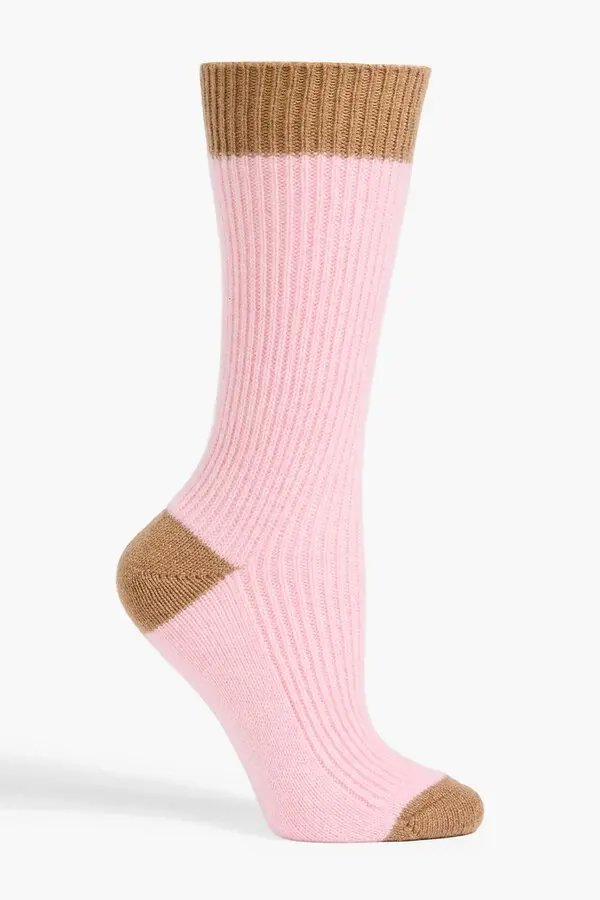 Guest In Residence Two-tone Ribbed Cashmere Socks
