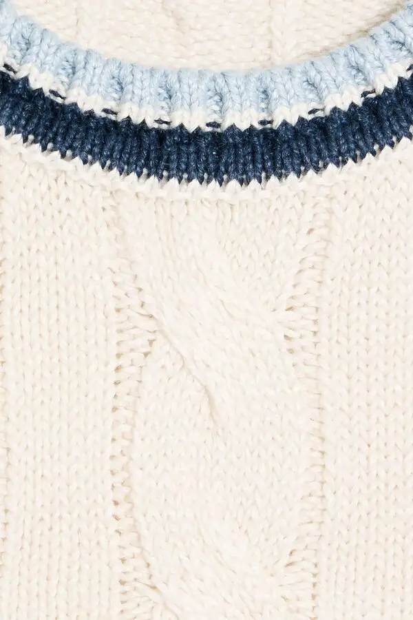 Veronica Beard Jerrel Cable-knit Linen-blend Top
