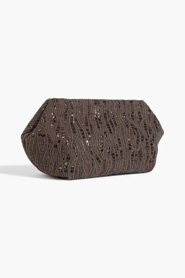 Brunello Cucinelli Embellished Canvas Clutch