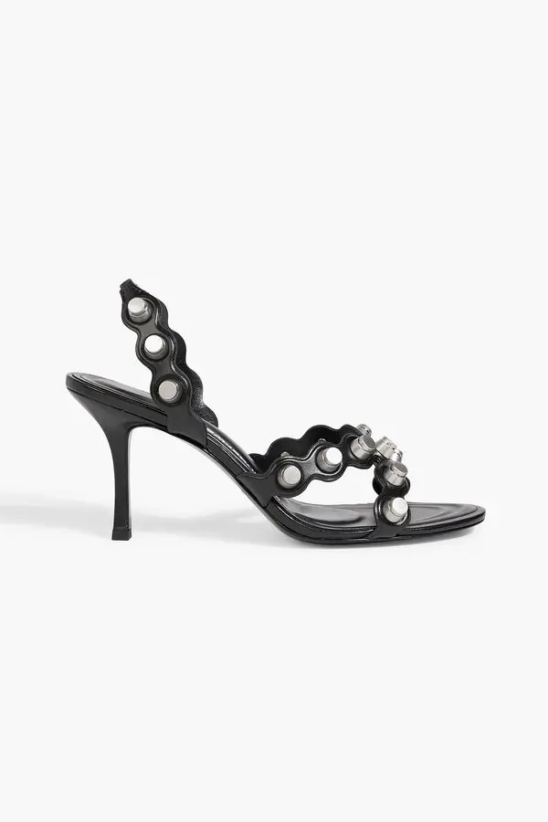 Alexander Wang Riot 85 Embellished Leather Slingback Sandals - Black