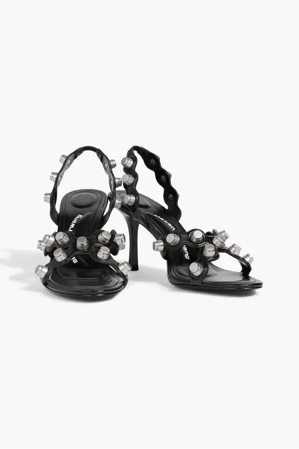 Alexander Wang Riot 85 Embellished Leather Slingback Sandals - Black