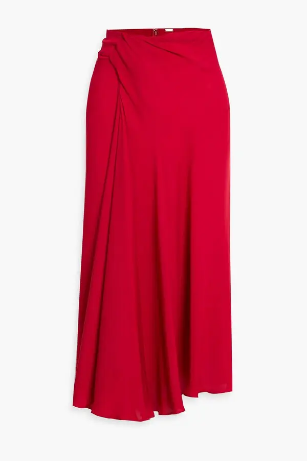 Cult Gaia Shera Draped Silk Skirt - Crimson