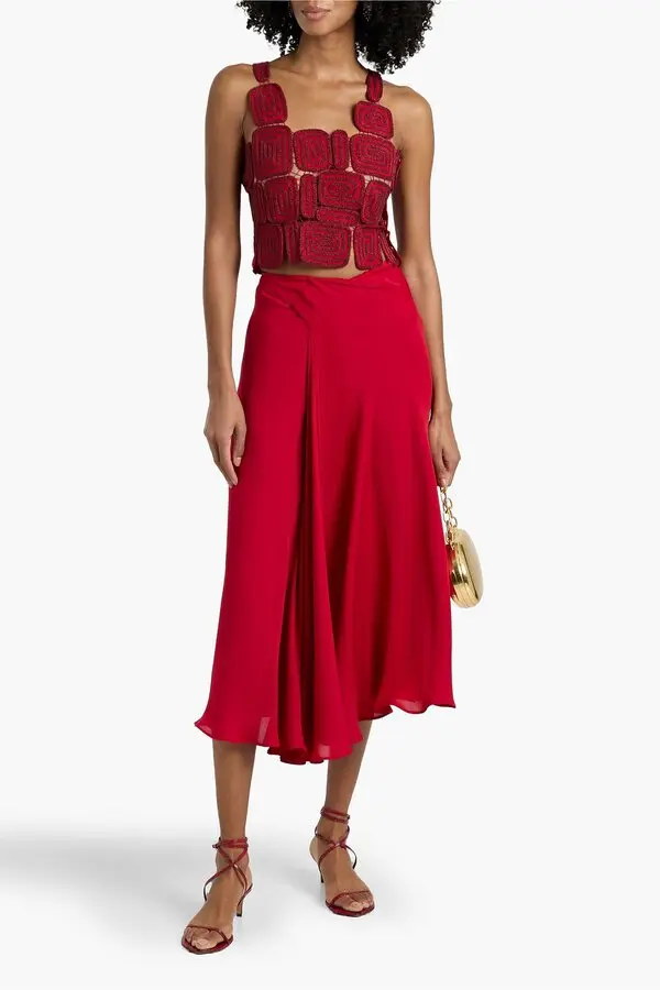 Cult Gaia Shera Draped Silk Skirt - Crimson