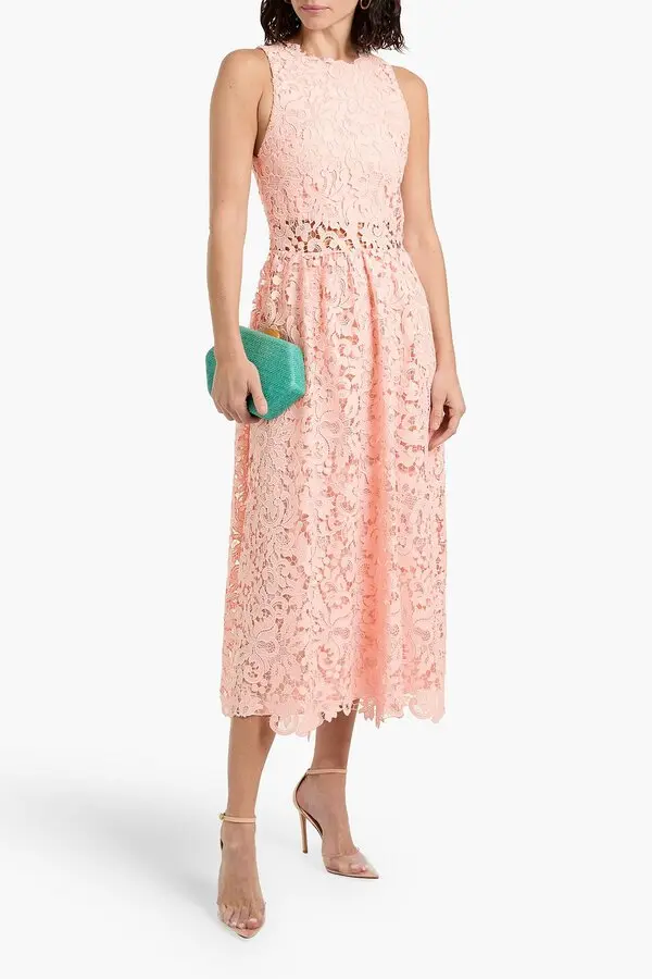 Alice + Olivia Babbette Guipure Lace Midi Dress