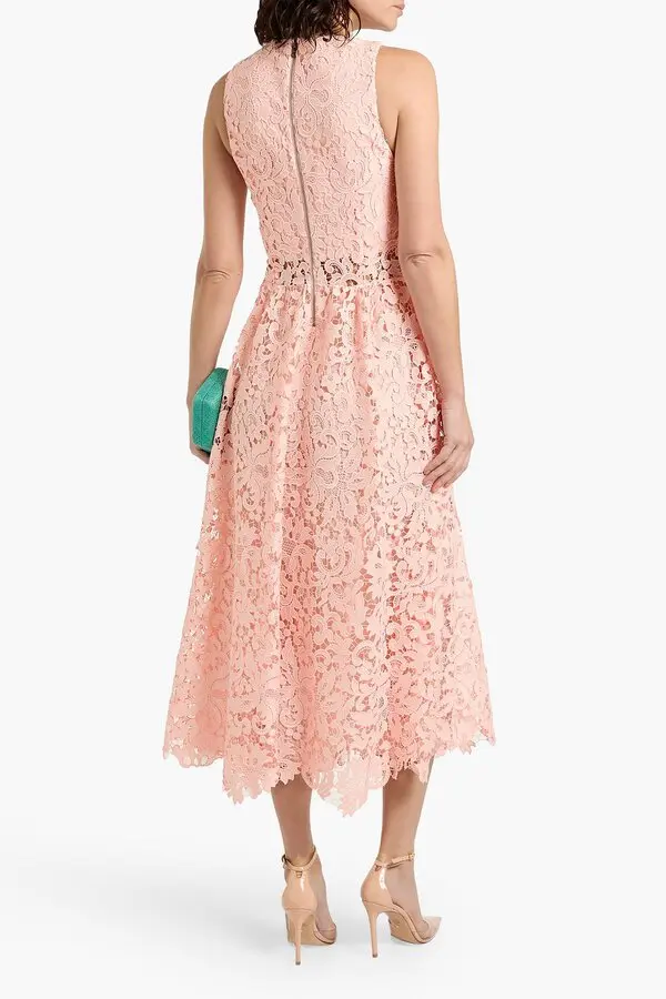 Alice + Olivia Babbette Guipure Lace Midi Dress