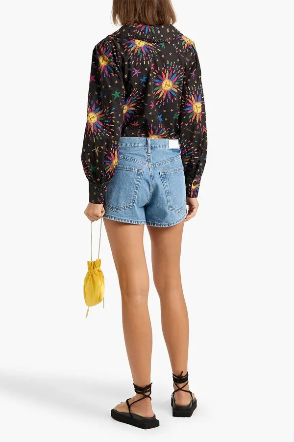 Farm Rio Pintucked Printed Cotton Top