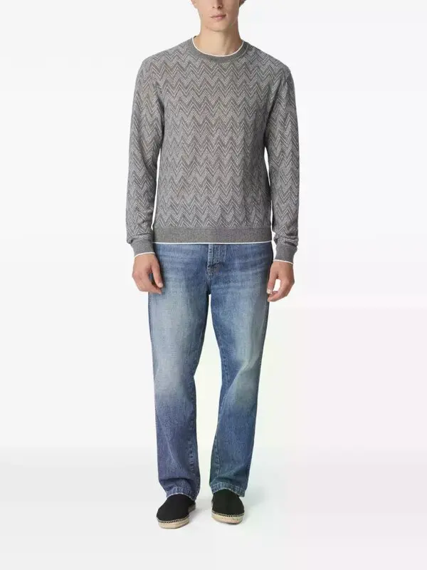 Missoni Zigzag-pattern Crew-neck Sweater - Grey