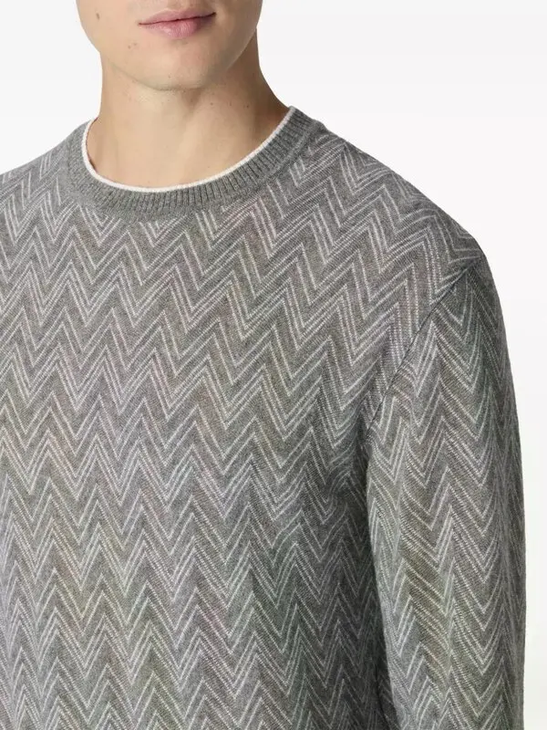 Missoni Zigzag-pattern Crew-neck Sweater - Grey