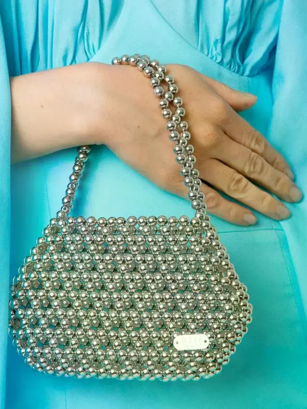 0711 TBILISI Mini Ella Beaded Clutch - Silver