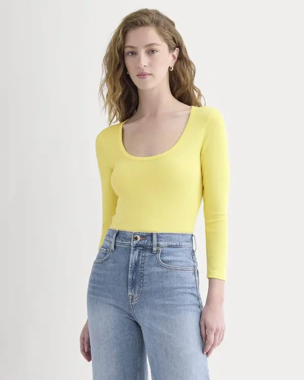 Everlane Luxe Rib Deep U-neck Top - Celandine