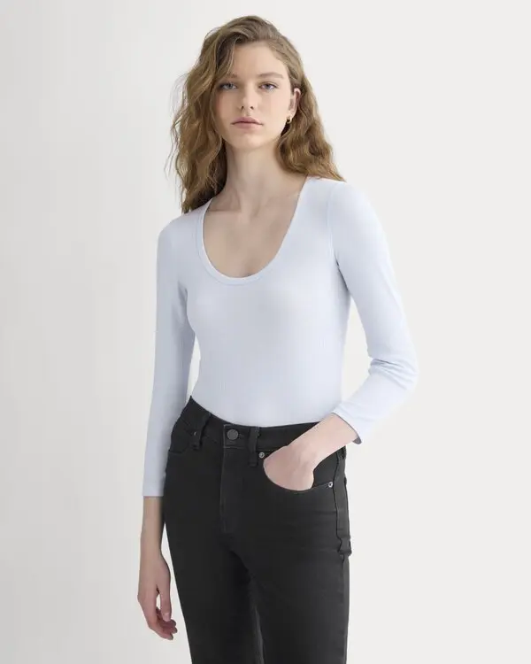 Everlane Luxe Rib Deep U-neck Top - Skywriting