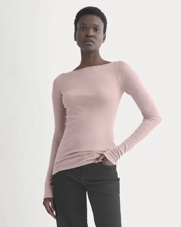 Everlane Tissue Boatneck Top - Dusty Rose