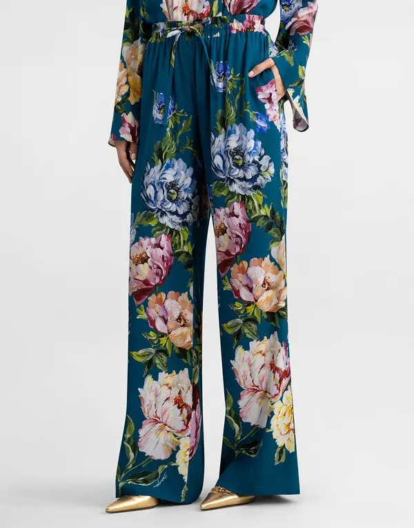 Dolce & Gabbana Peony-print Silk Trousers
