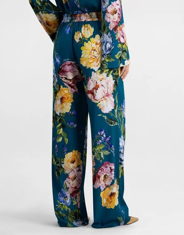 Dolce & Gabbana Peony-print Silk Trousers