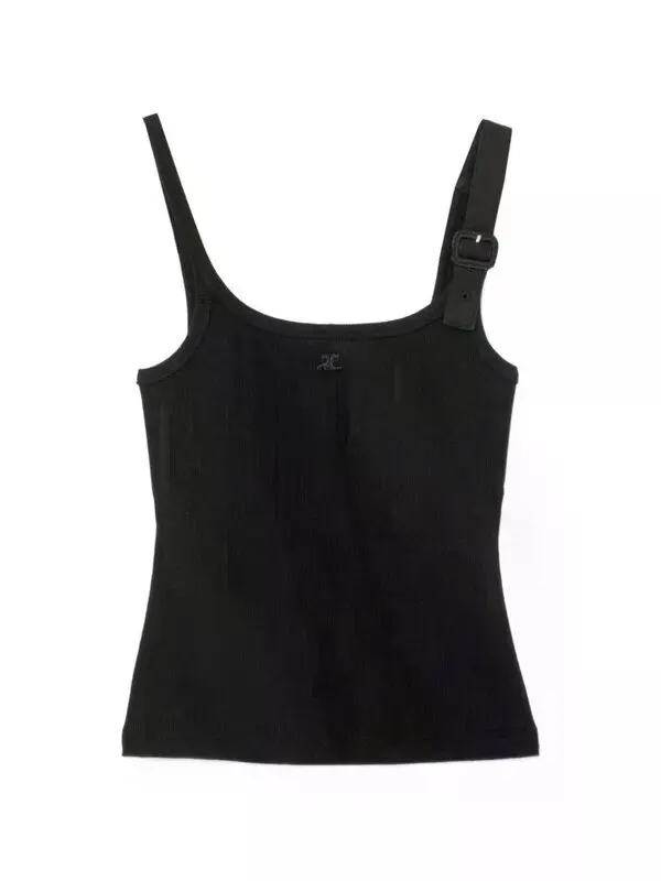 COURREGES Ribbed Sleeveless Top - Black