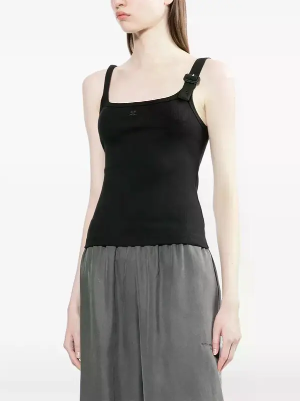 COURREGES Ribbed Sleeveless Top - Black