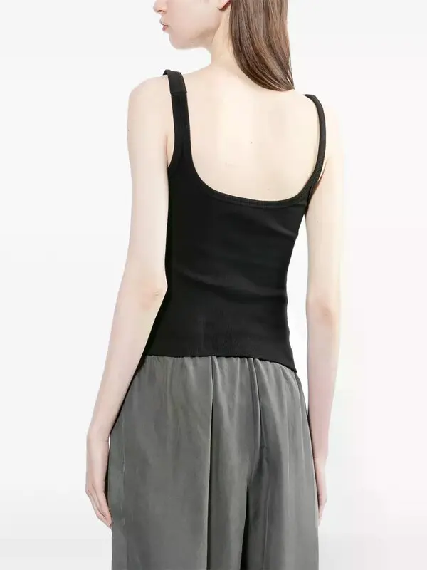 COURREGES Ribbed Sleeveless Top - Black