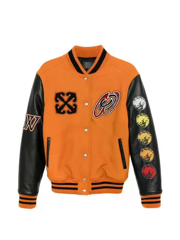 Off-White Appliquéd Embroidered Jacket - Orange