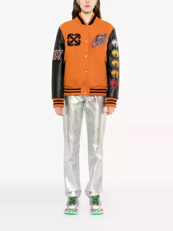 Off-White Appliquéd Embroidered Jacket - Orange