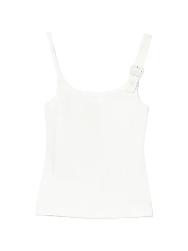 COURREGES Ribbed Tank Top With Buckle Detail - White
