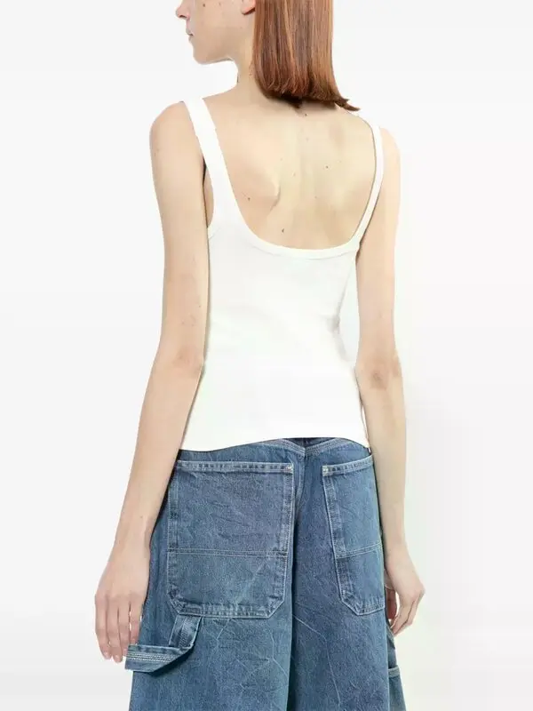 COURREGES Ribbed Tank Top With Buckle Detail - White