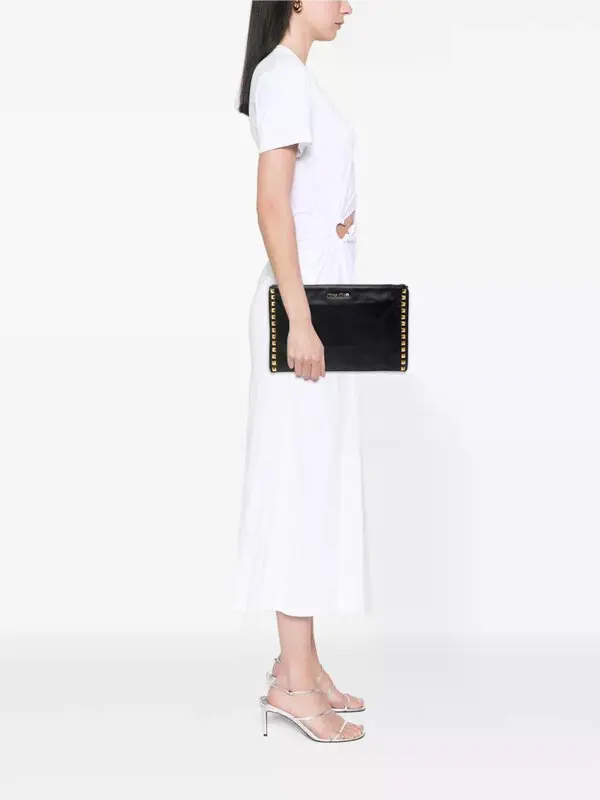 Miu Miu Studded Leather Zip Clutch In Black - 30% Off | Editorialist
