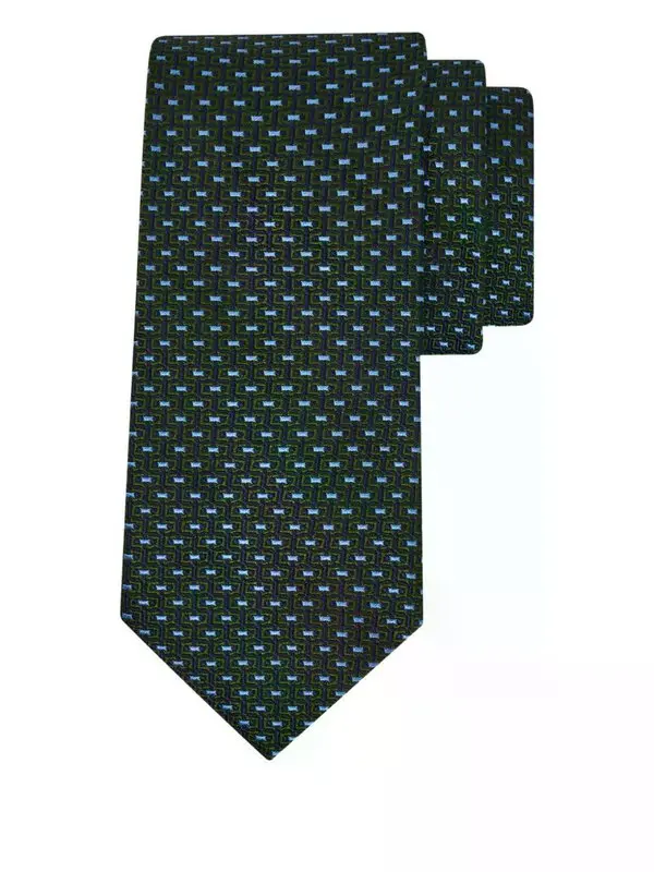 FERRAGAMO Jacquard Gancini Neck Tie - Green
