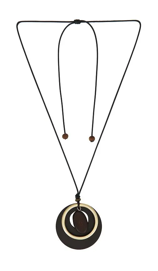 8 Other Reasons Sinta Cord Pendant Necklace - Brown  Gold  & Black
