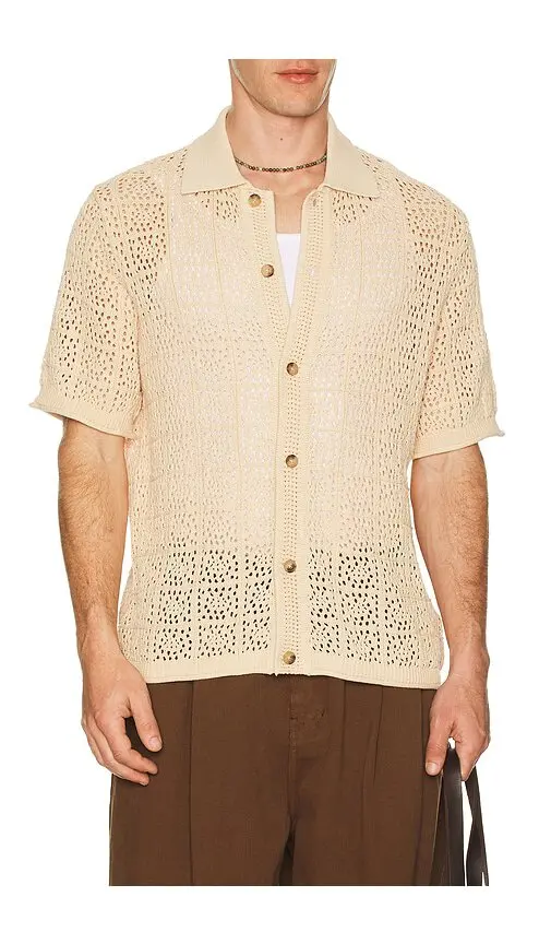 Simkhai Billy Short Sleeve Shirt In Brown