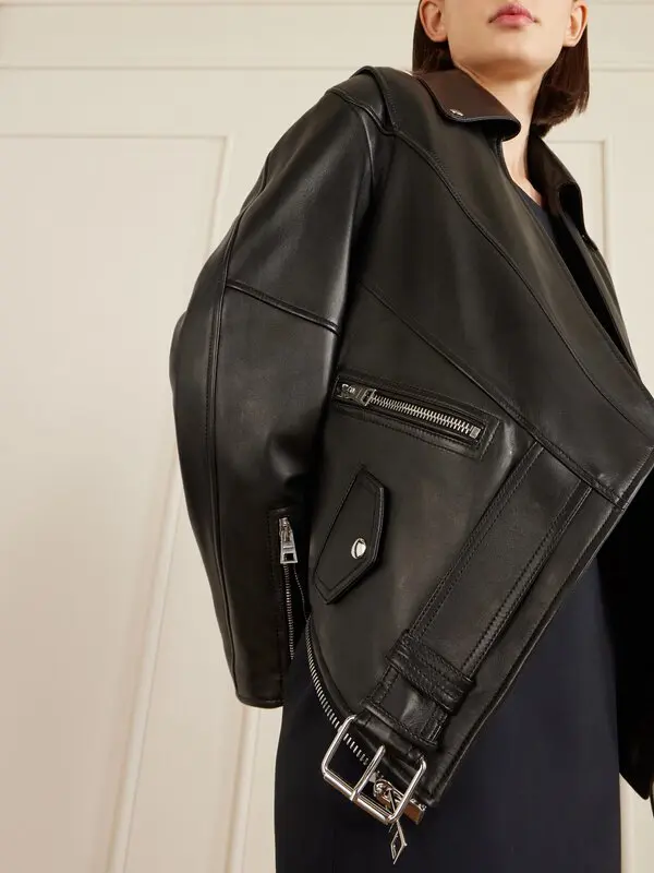 Givenchy Asymmetric Paneled Leather Biker Jacket