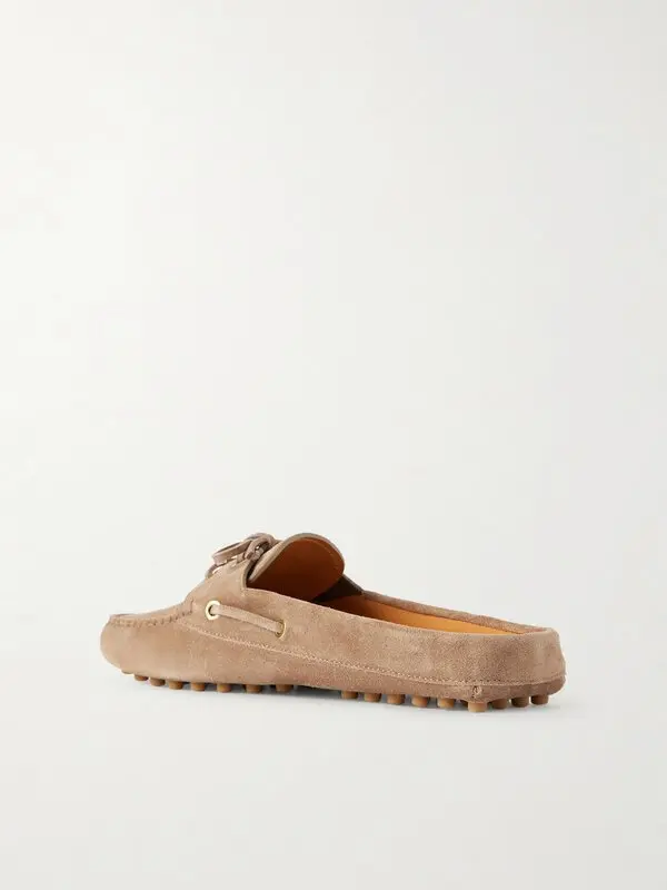 TOD'S Gommino Bow-detailed Suede Boat Shoe