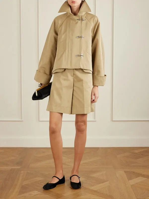 PATOU Embroidered Cotton-twill Shorts - Neutrals