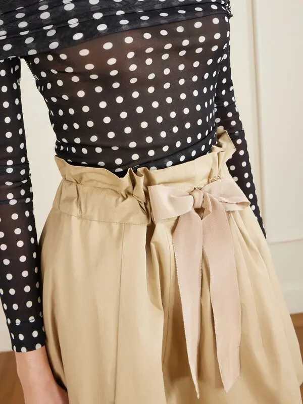 PATOU Bloomer Grosgrain-trimmed Mini Skirt - Neutrals